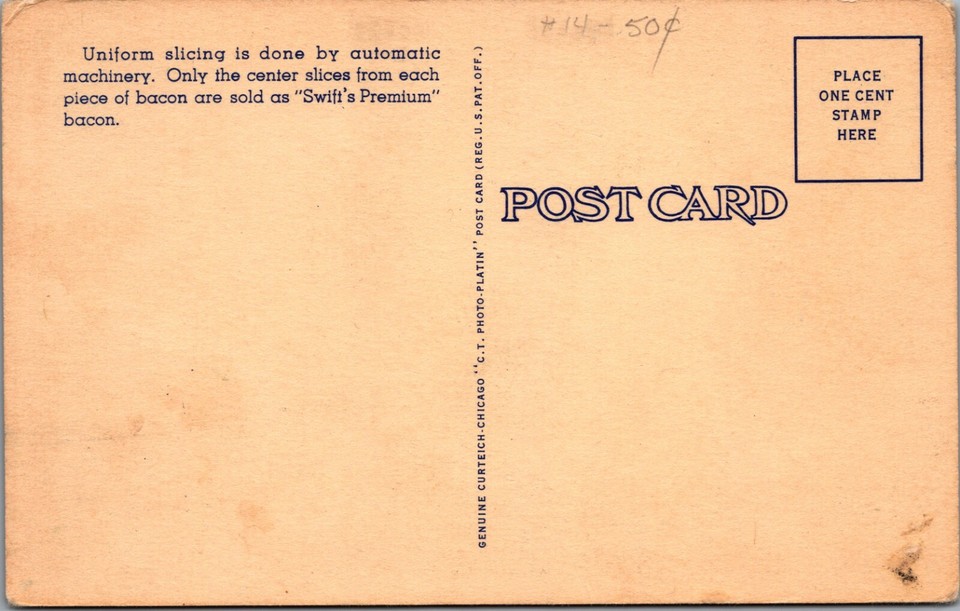 Swift Premium Bacon slicing machines processing center Chicago IL 1940s ...