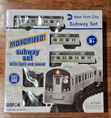 Nyc Mta 3 Piece Motorized Subway Train Set With Track Lights And Sounds ...