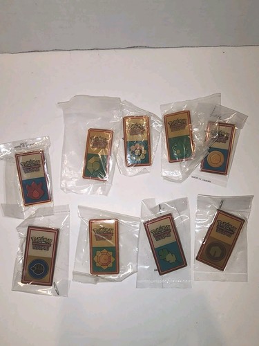 Lot of 9 Pokemon TCG League Trainer Gym Badges Sealed Pin New Nintendo ...