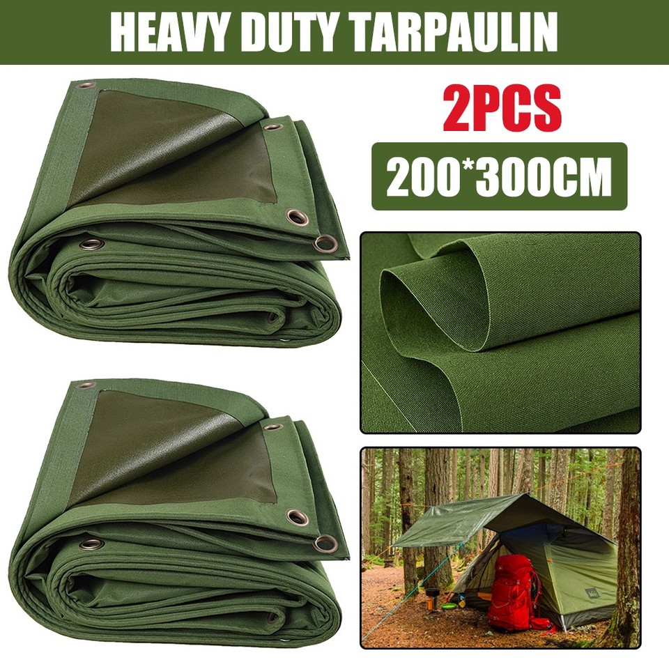 Heavy Duty Waterproof Canvas Tarpaulin Cotton Tarp Car Boat Cover ...
