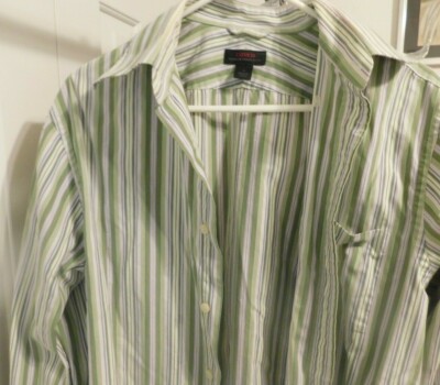 EXPRESS PREMIUM WOVEN CLOTH SIZE M GREEN STRIPED SHIRT! FF429XXX | eBay