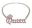 WOMEN'S ICED BLING PINK CROWNED QUEEN PENDANT & 18" CUBAN CHOKER CHAIN ...