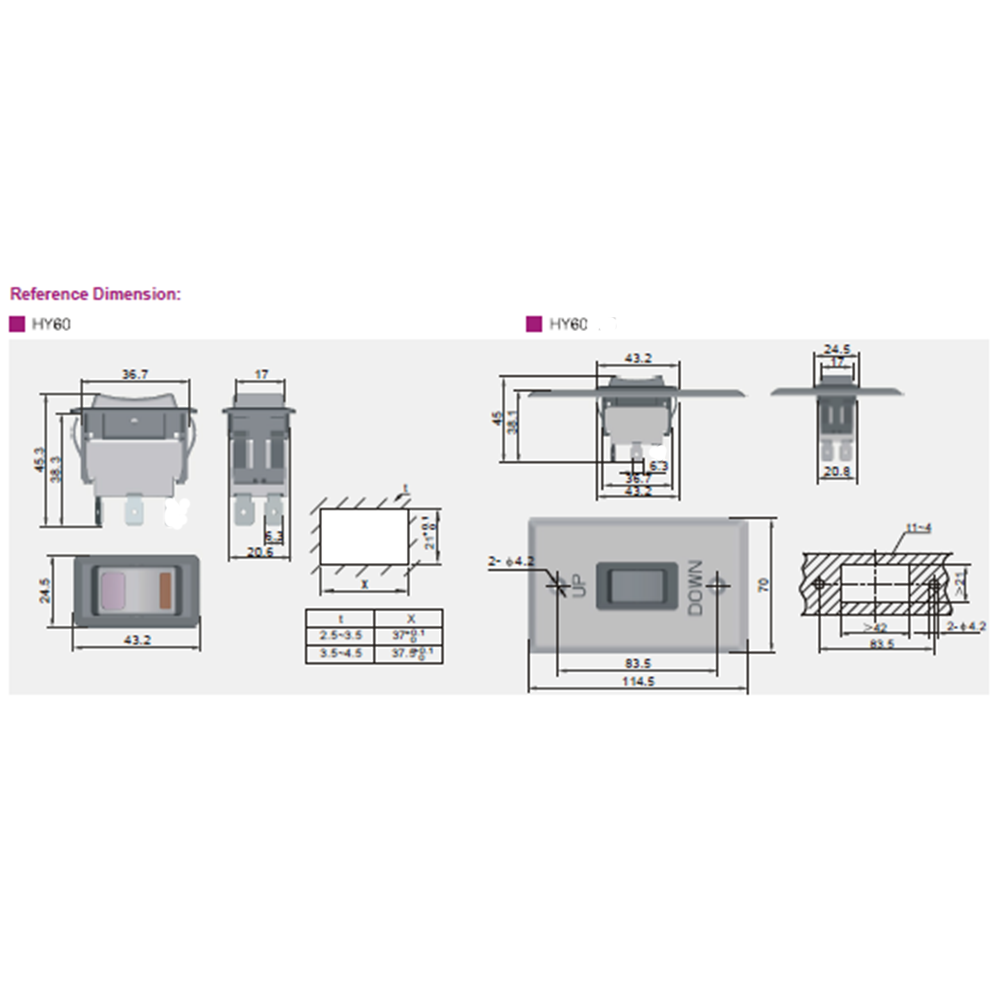 KEDU HY60D Push Button Switch (ON)-OFF-(ON) Rocker Switches 6.3 Tab 4 ...
