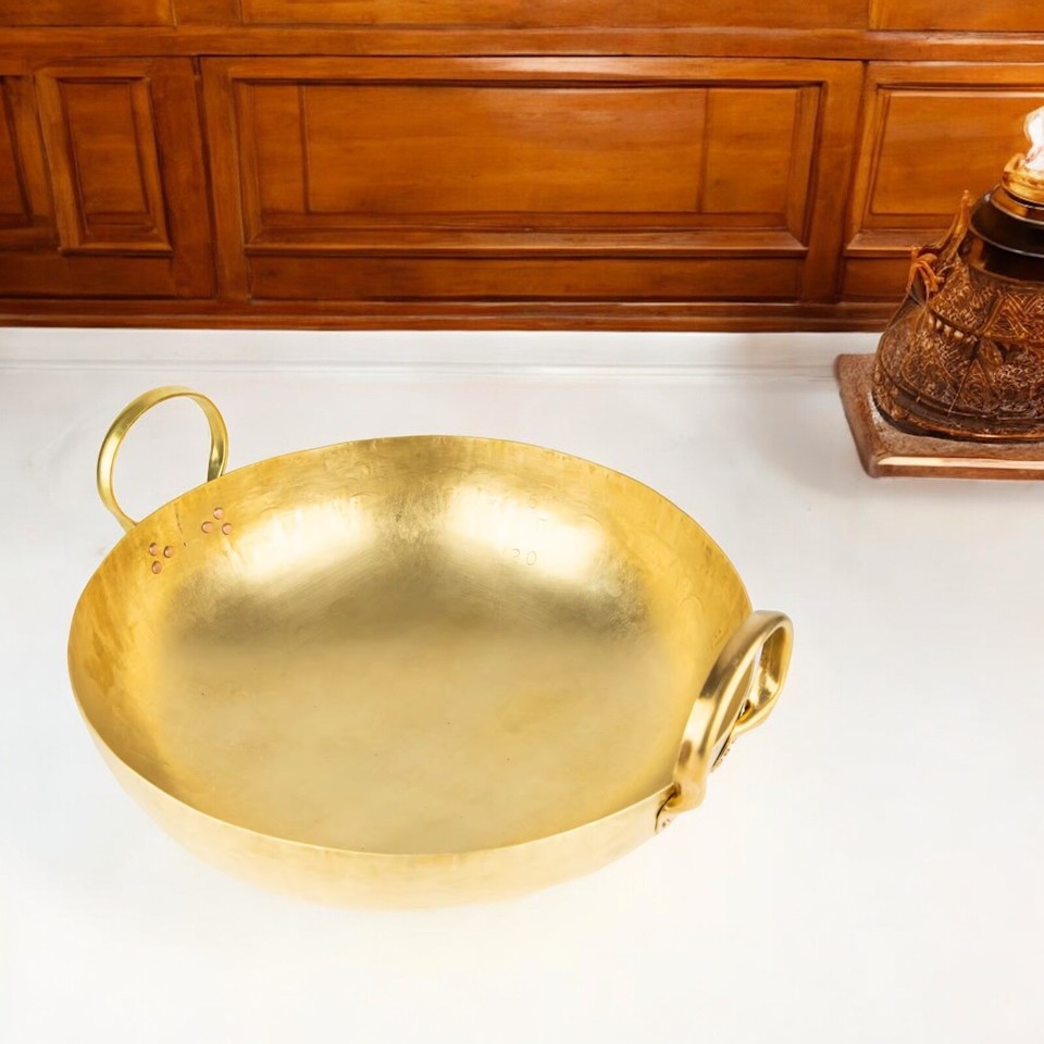 Brass Pan Wok Traditional Thai Cookware Extra Large 17" Food Dessert ...