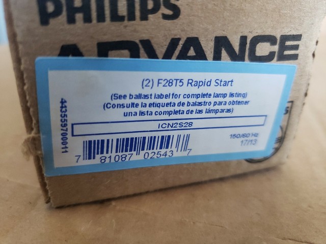Philips Advance Electronic Ballast Icn2s28 Icn-2s28 T5 Lamps 120-277v ...