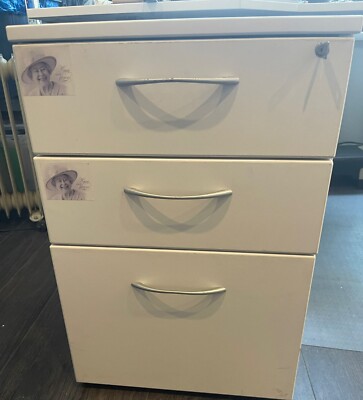 White 3 Drawer office filing under desk drawers storage unit | eBay UK