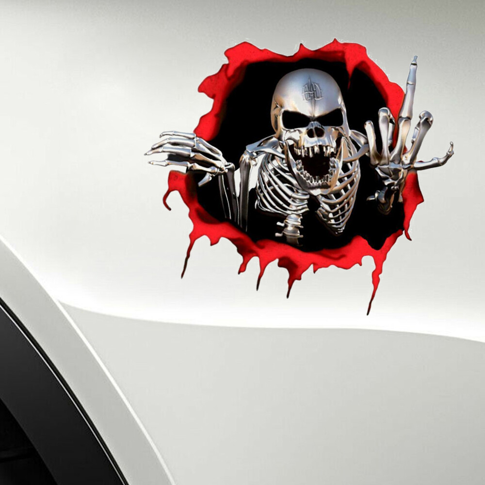 1x 3D Metal Skeleton Skull Car Stickers Side Trunk Motorcycle Emblem ...