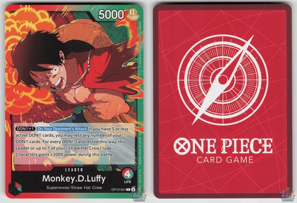 Monkey.D.Luffy (001) OP13-001 Leader Carrying On His Will One Piece NM ...