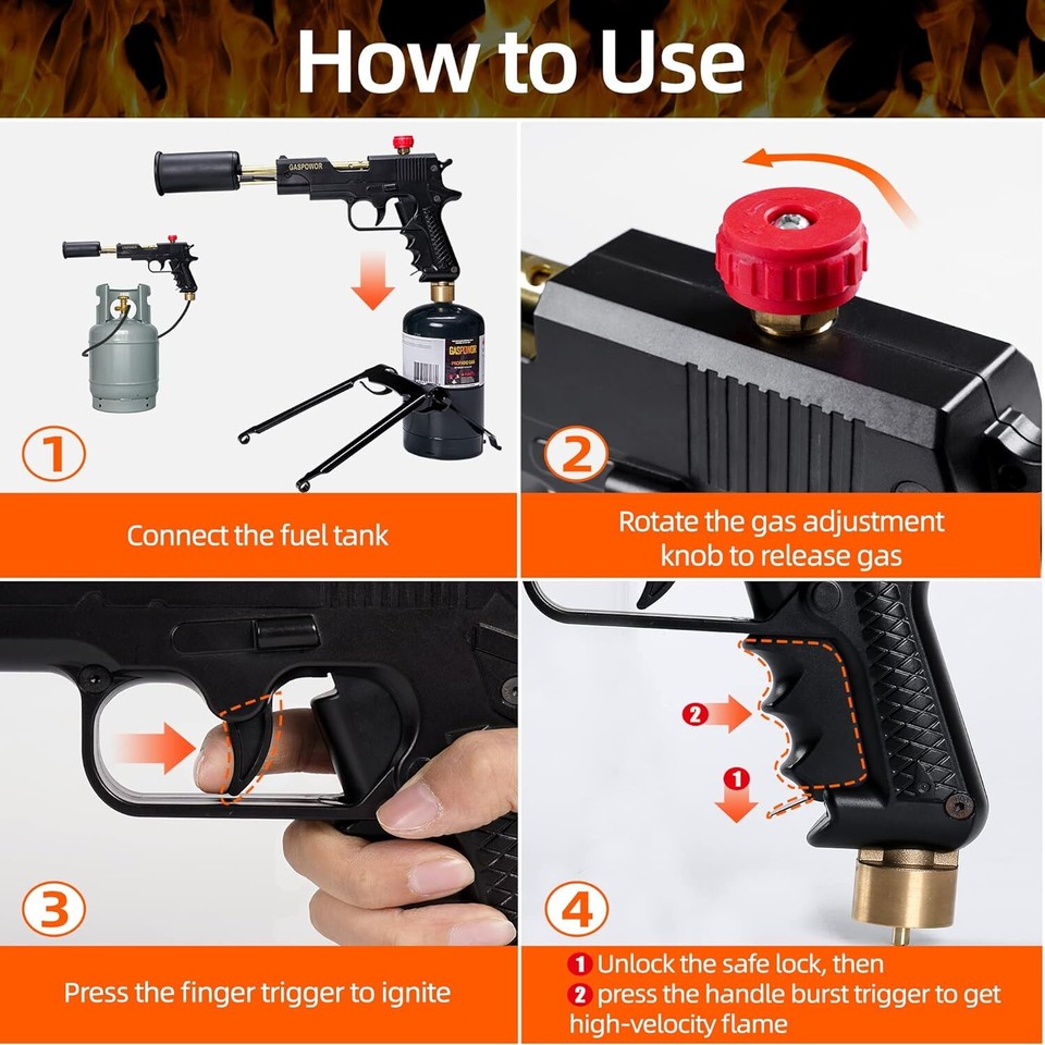 POWERFUL Grill Gun Propane Torch, Searing Torch kit include a Meat ...