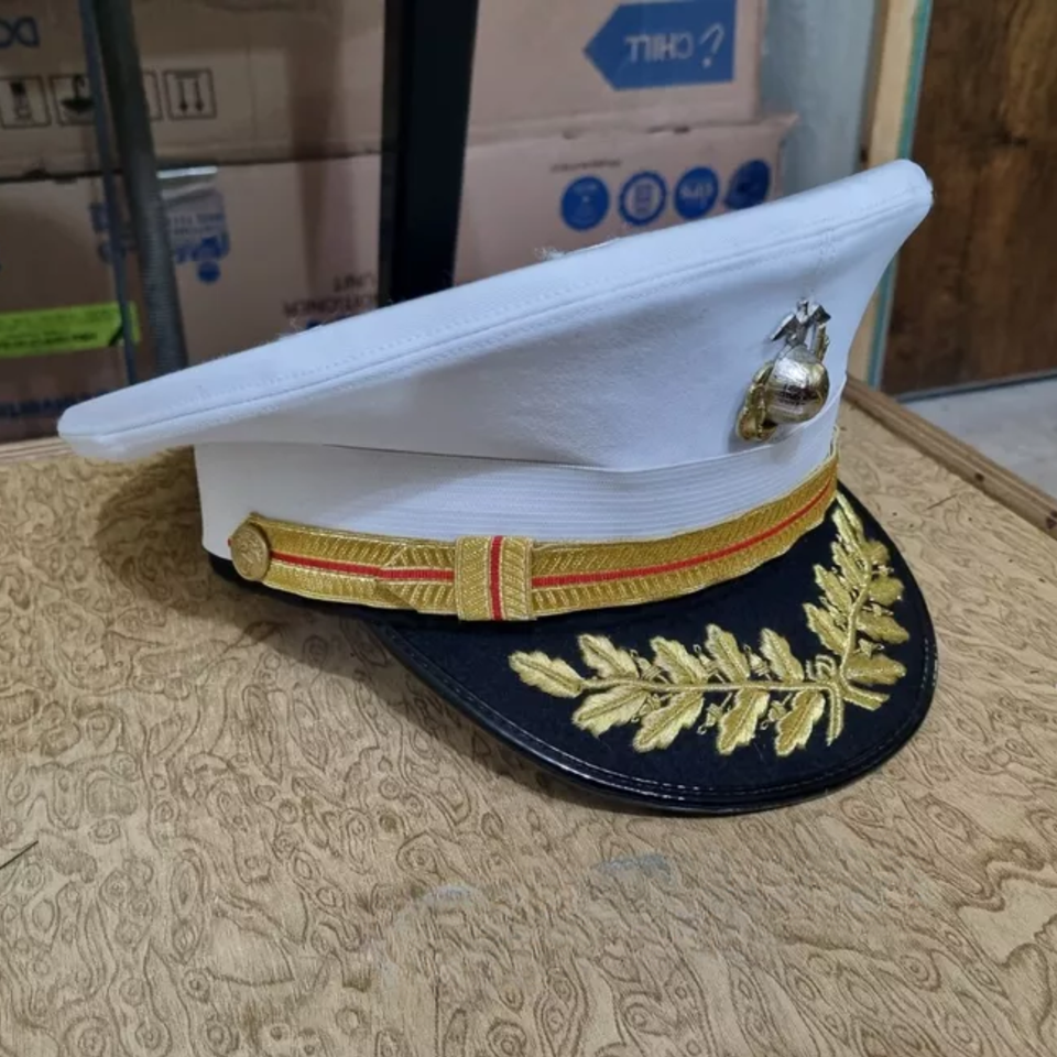 Marine Corps Officer Field Grade Service Dress Hat Cover USMC Uniform ...