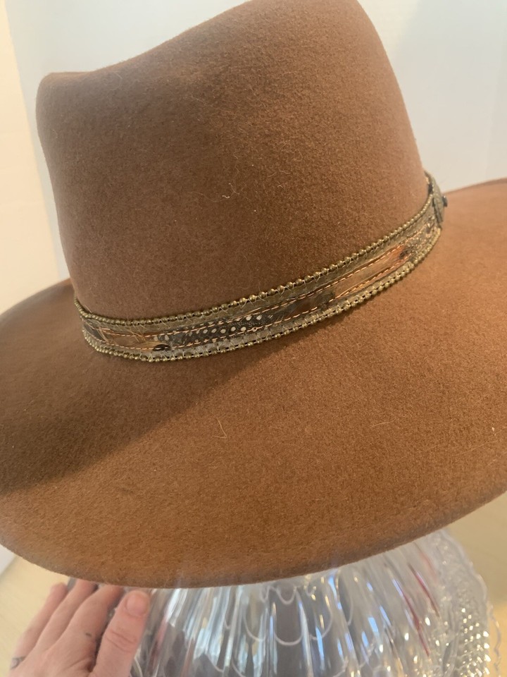 Vtg Dorfman Pacific Stockton California Brown Wool Fedora Hat Beaded ...