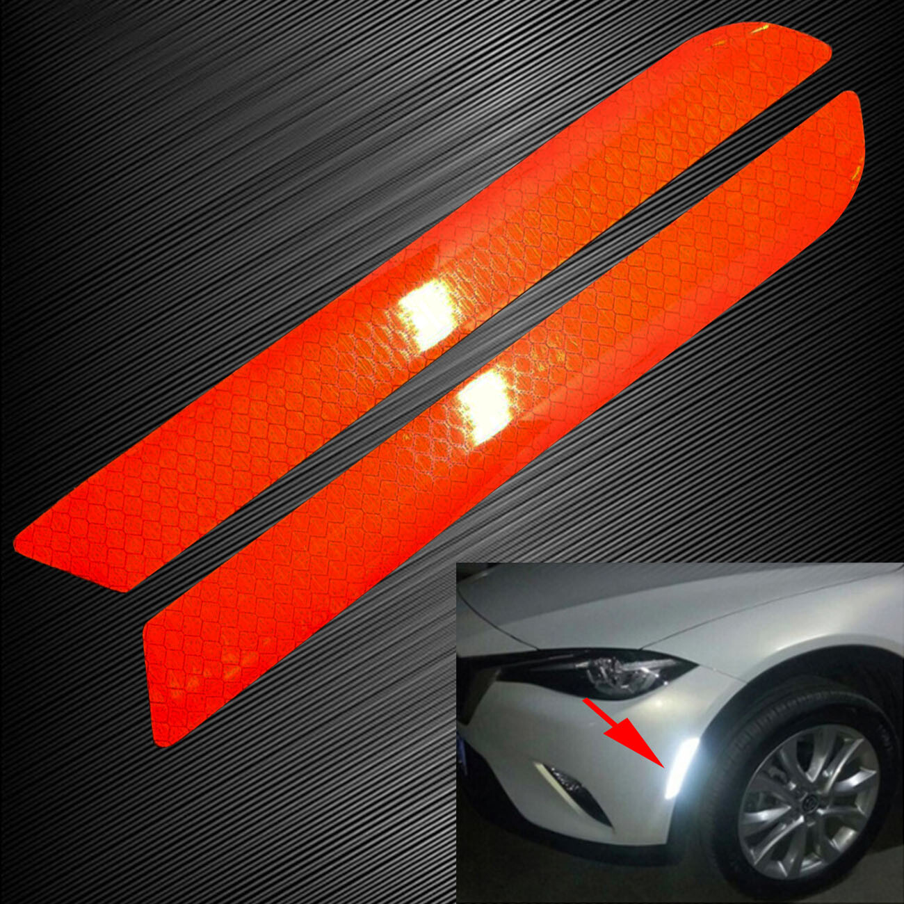 Red Reflective Sticker Waterproof Pointed Head Stripe Graphic Ch A | eBay