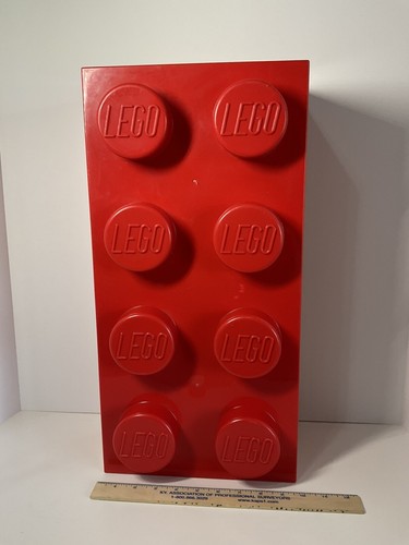 Red Lego Storage Brick Cube Stackable 8 Stud Box Container 9.75” X 19 ...