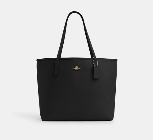 COACH CR111 City Tote Bag In Double Face Pebble Leather Light Gold ...