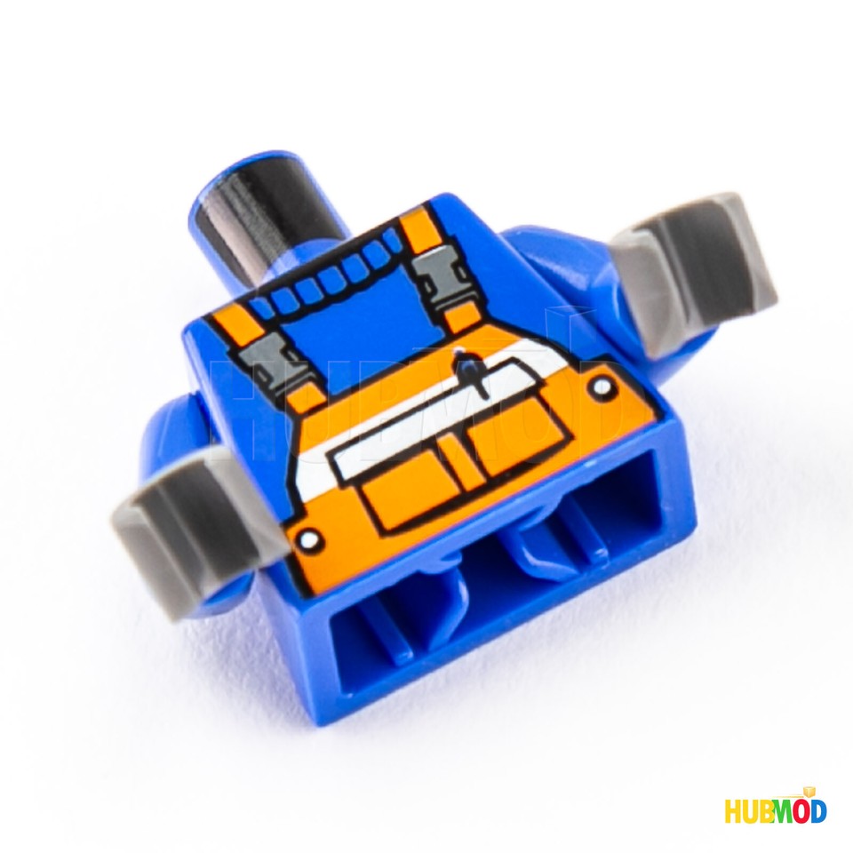 LEGO Blue Torso Construction Mechanic Worker Minifigure Orange Bib ...