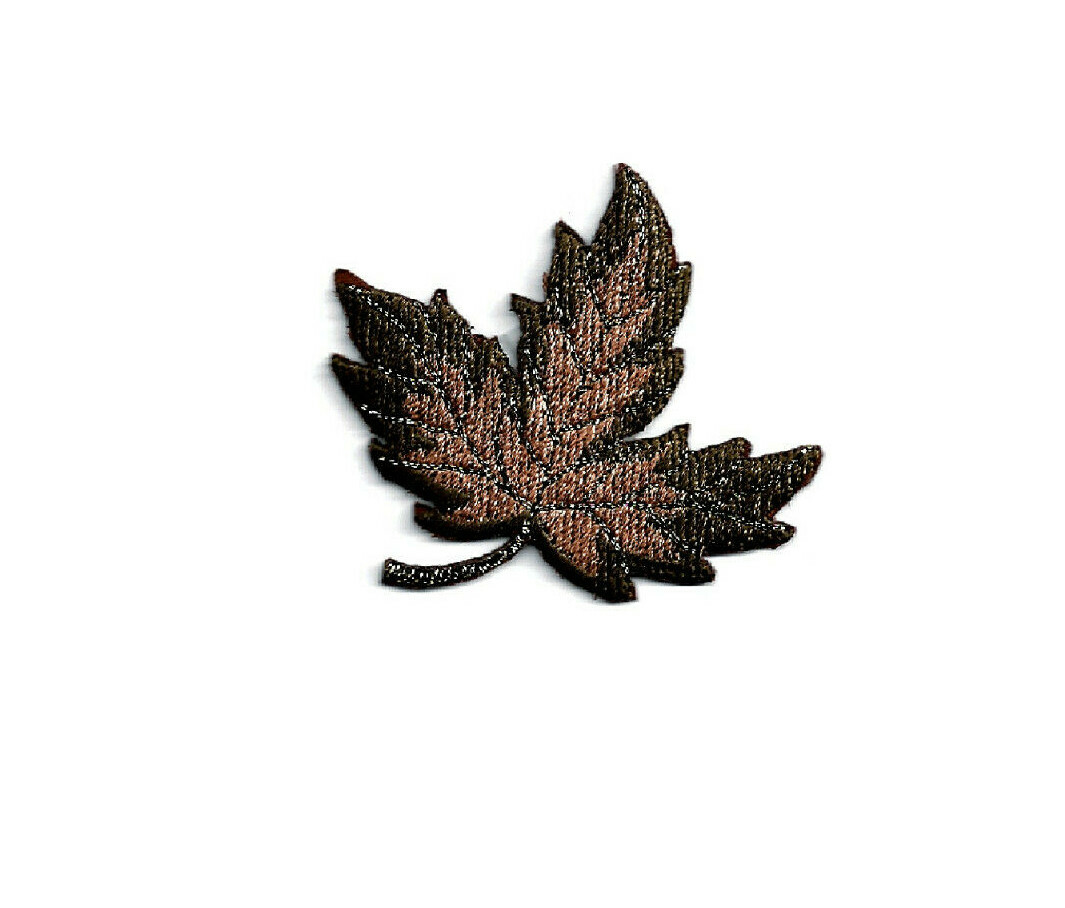 Leaf - Leaves - Autumn - Fall - Embroidered Brown Iron On Patch ...