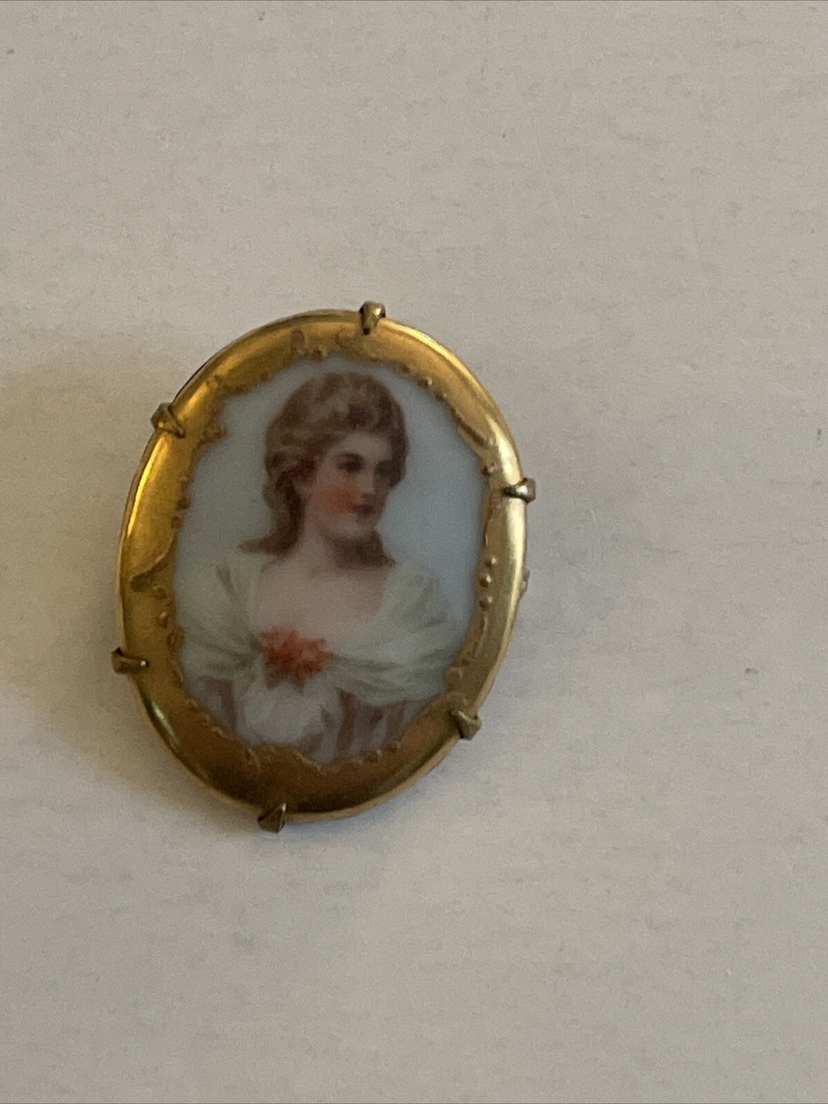 Antique Vintage Victorian Porcelain Portrait Brooch P… - Gem