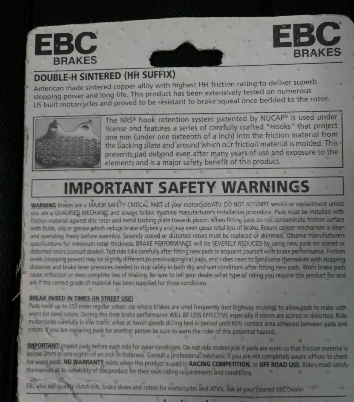 EBC FA409HH Brake Pads 1 Set Road Glide Street Glide Ultra V-Rod Front ...