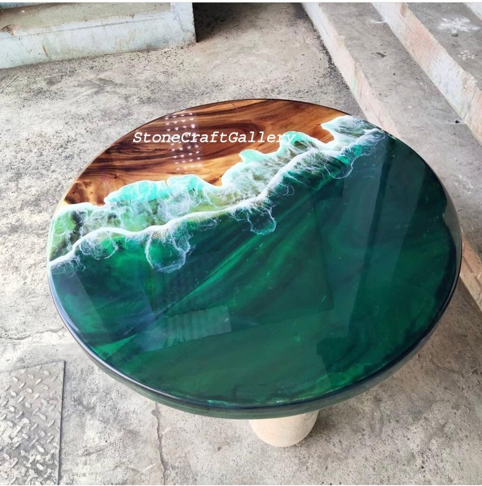 18" Epoxy Resin Table Top Unique Tabletop Decor Artistic Living Room ...