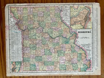 Original Vintage Large 1899 Missouri State Color Map/11x14 | eBay