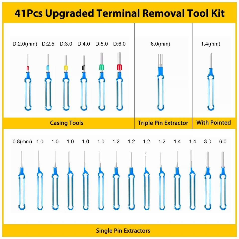 41PCS Pin Ejector Wire Kit Extractor Auto Terminal Removal Connector ...