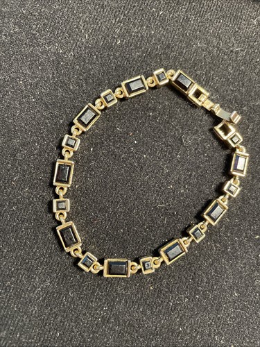 Signed Lc Costume Jewelry Bracelet Black Stones 7.25” | eBay