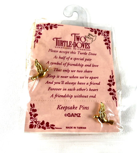 Ganz Two Turtle Dove Pin Tic Gold Tone Made In Taiwan Share Friendship ...
