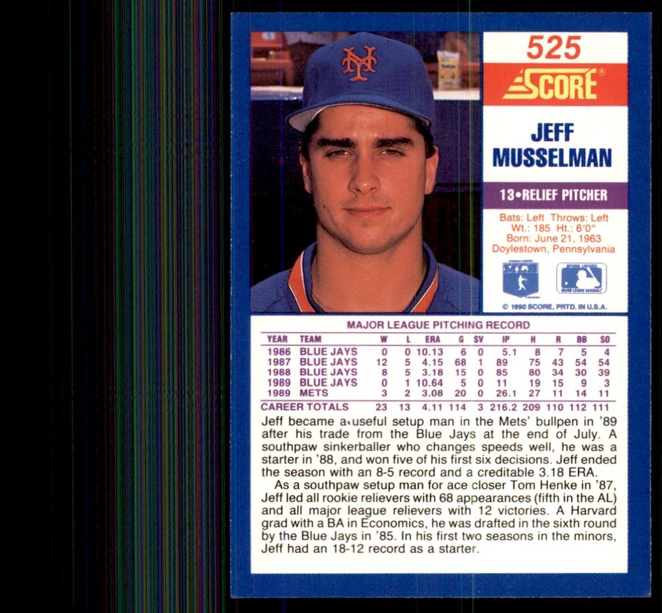 1990 Score Jeff Musselman Baseball Cards #525 | eBay