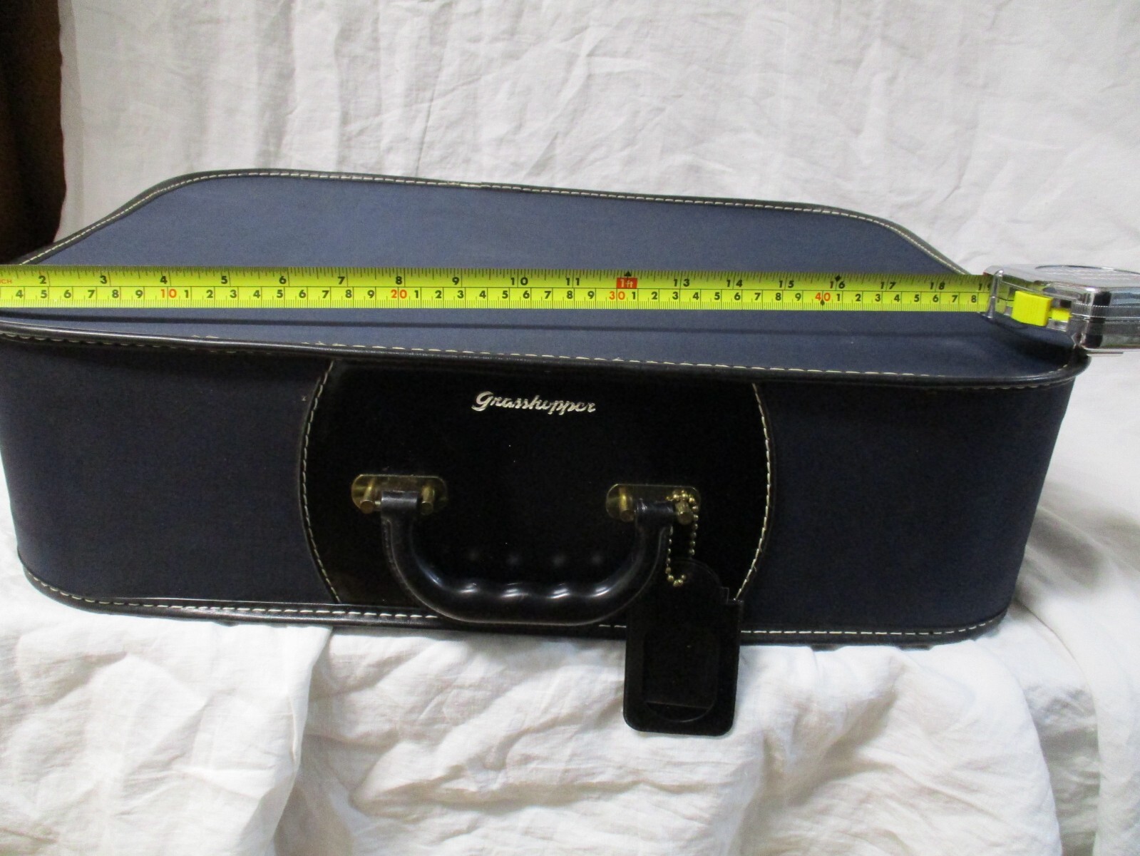 Vintage "Grasshopper" Atlantic Prod Navy Blue Black Suitcase Soft Case ...