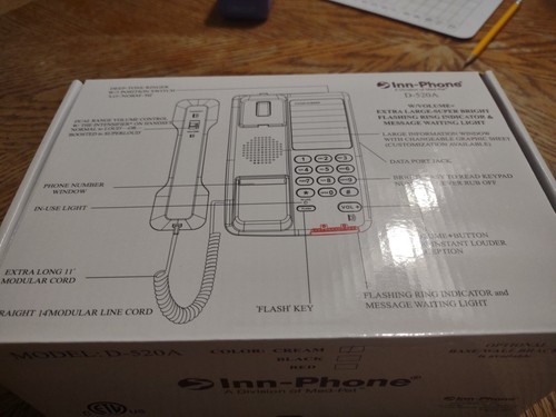 New Inn-Phone D520A W/Volume And Flashing Ring Light And Message ...
