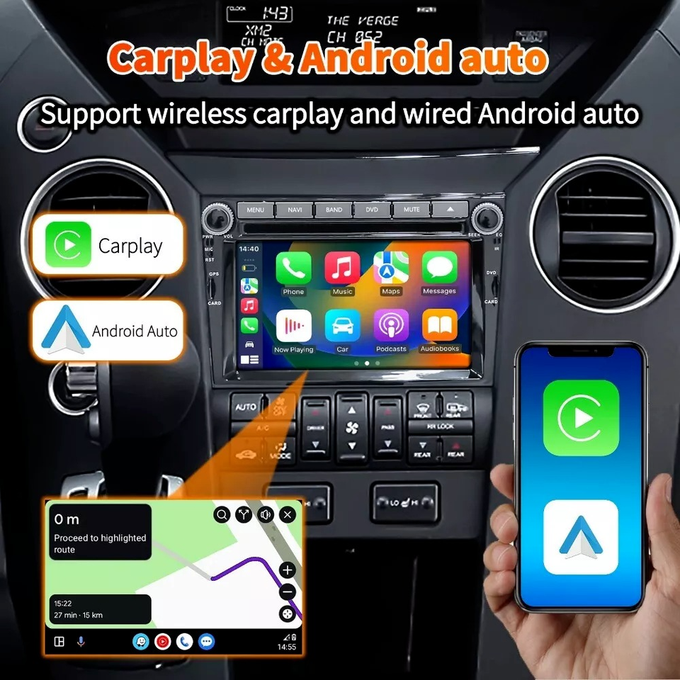 6.2" Android Car Radio Stereo CarPlay GPS Navi BT WIFI for Honda Pilot ...