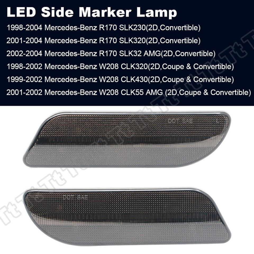 For 98-04 Mercedes Benz SLK Class CLK320 W208 R170 Smoked LED Side ...