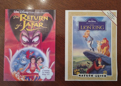 2 DISNEY VHS VIDEO PROMO BOOKLETS RETURN OF JAFAR LION KING NATURE ...