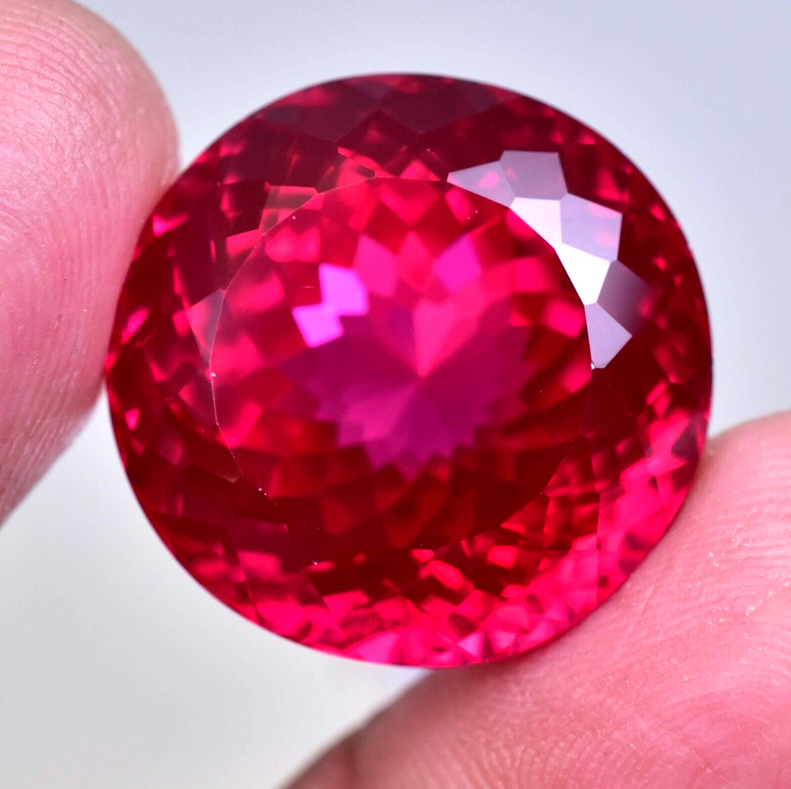 Natural Mogok Red-Pink Ruby Round Gemstone 46.25 Ct, Certified