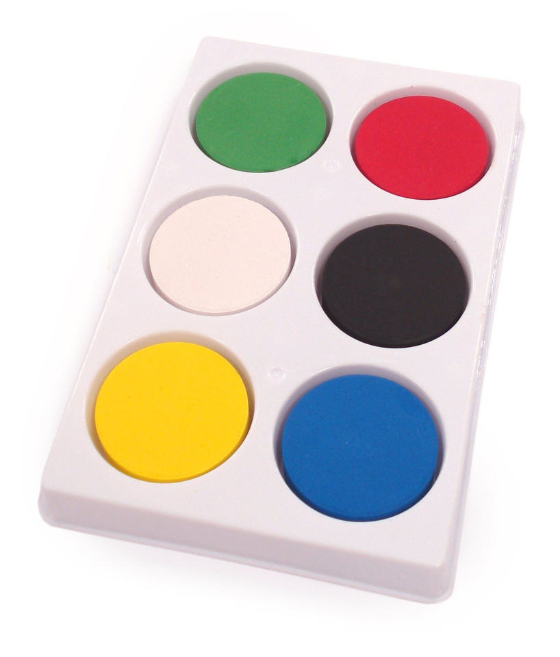 6 Large Water Colour Paint Blocks in a Strong 6 Well Palette Childrens ...