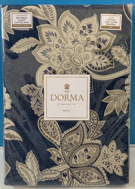DORMA Samira Blue King Duvet Cover 230x220cm -luxurious 300 Thread ...