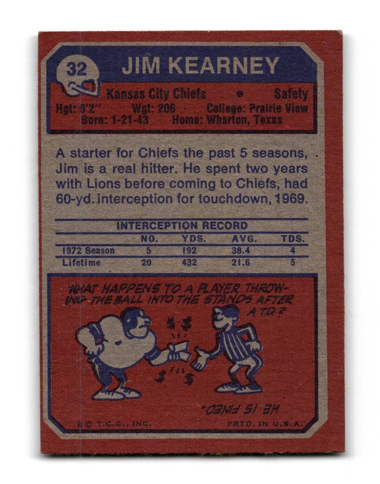 1973 Topps Jim Kearney RC 32 | eBay