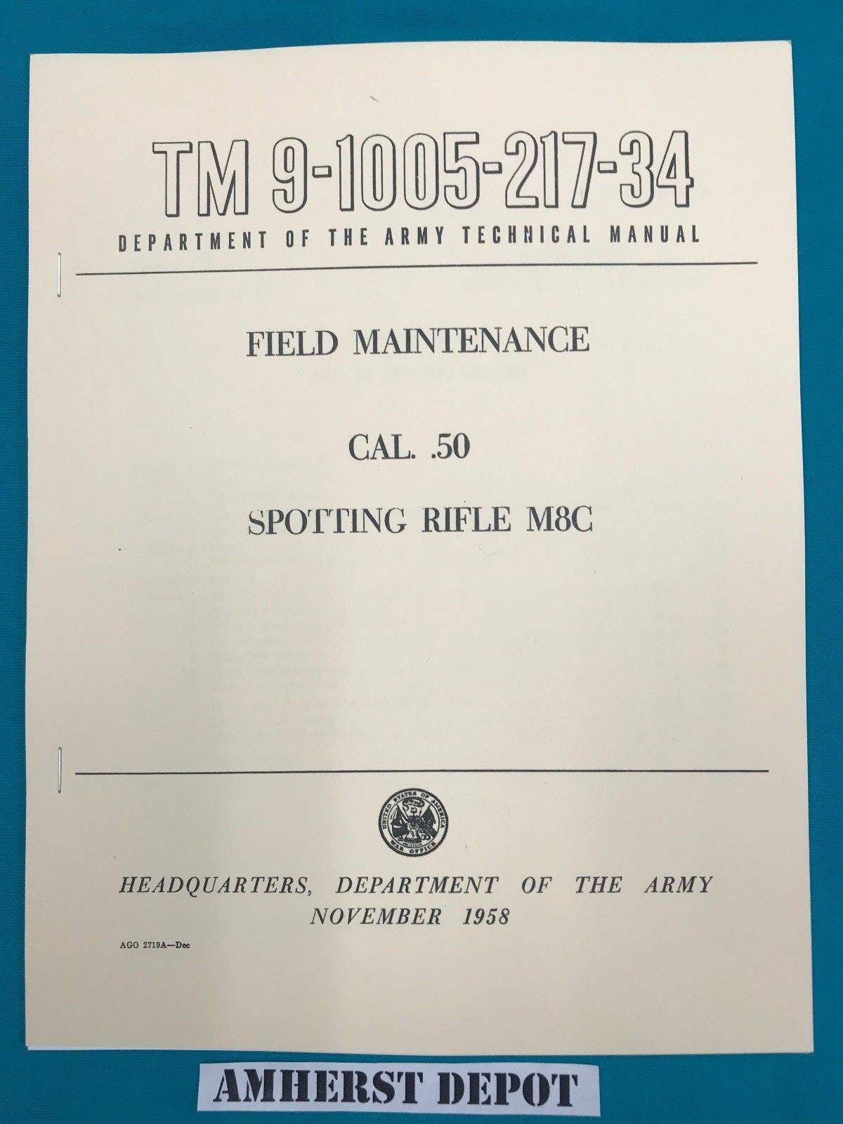 M8C Spotting Rifle for 106 Recoilless TM 9-1005-217-34 Army Technical ...