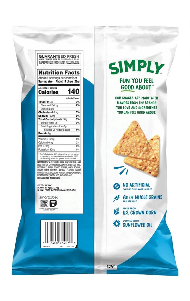 🟠 New Exclusive Simply Doritos Zesty Cool Ranch Tortilla Corn Chips 7oz ...