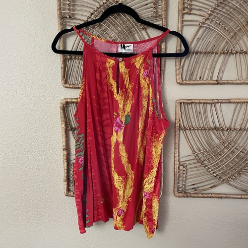 Vintage Mamo Howell Hawaiian Top Blouse Sleeveless Keyhole Floral XL ...