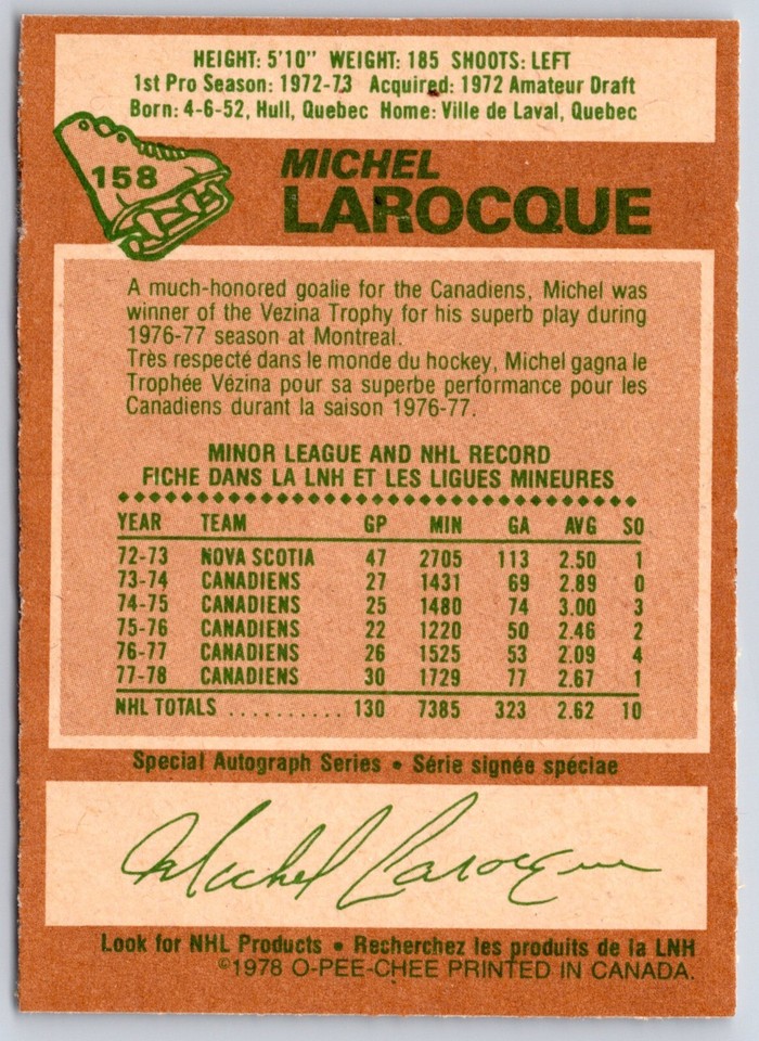 MICHEL LAROCQUE 1978-79 O-PEE-CHEE 78-79 NO 158 EXMINT+ 43468 | eBay