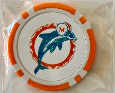 Miami Dolphins - NFL - Orange - Clay Poker Chip - Golf Ball Marker | eBay