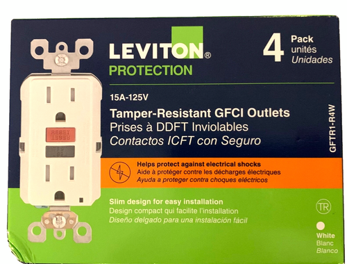 LEVITON (GFTR1-R4W) 15A 125V GFCI Outlets (4 Pack) White, New (FREE ...