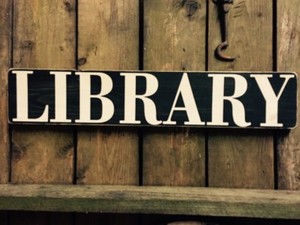 Library Sign plaque Reading Room Vintage Old Look Wood Home Books ...
