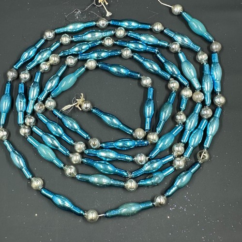 German Glass Bead Blue and Silver Garland String Antique Christmas 1900 ...