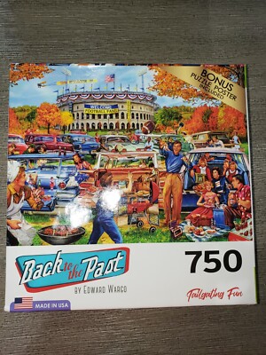 750 piece JIGSAW PUZZLE BACK TO THE PAST TAILGATING FUN EDWARD WARGO ...