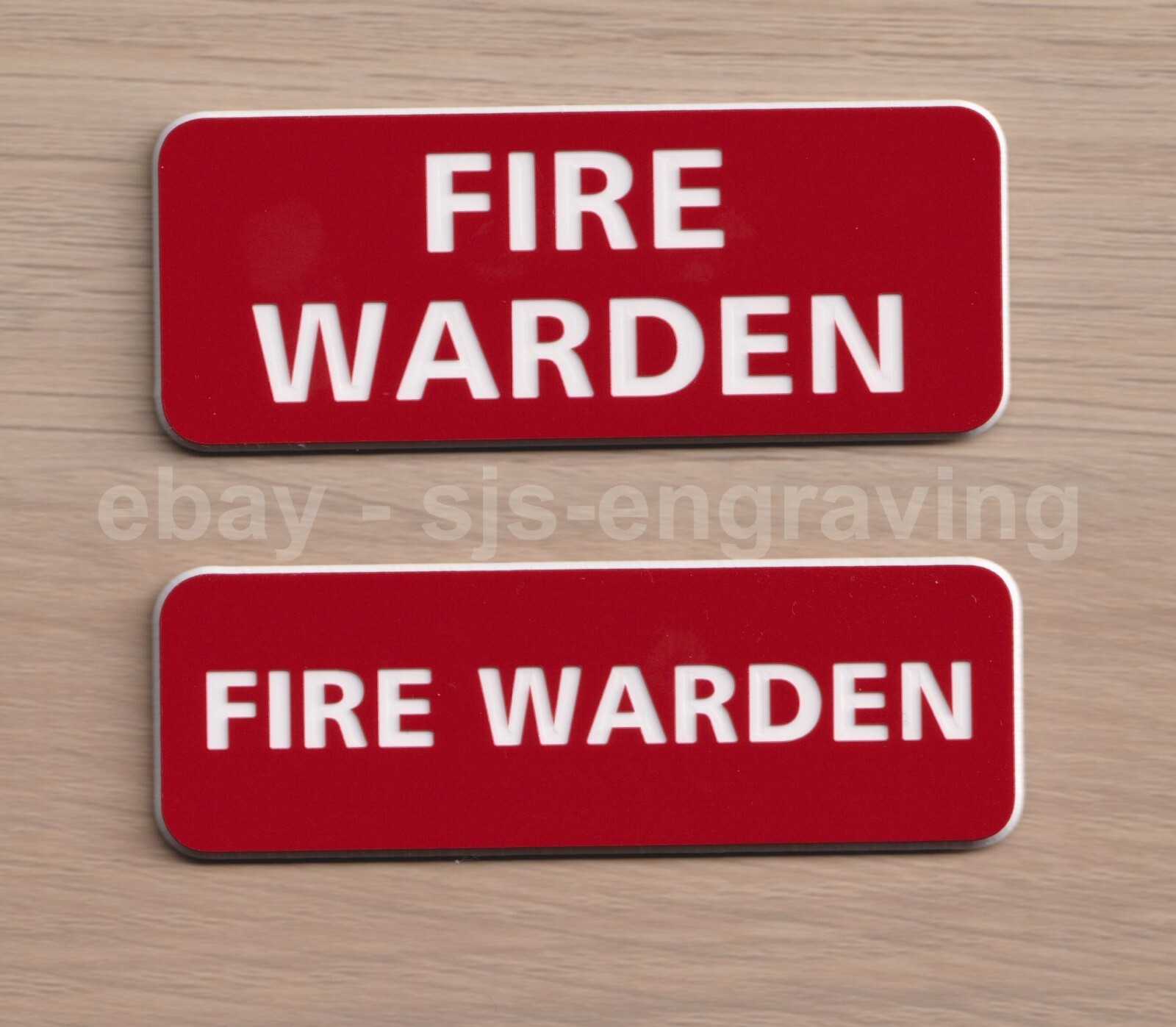 Quality Engraved FIRE WARDEN badge - choice of size and fixing - pin or ...