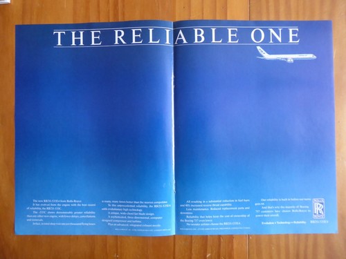 10/1986 PUB ROLLS-ROYCE RB211-535E4 AERO ENGINE BOEING 757 AIRLINER ...