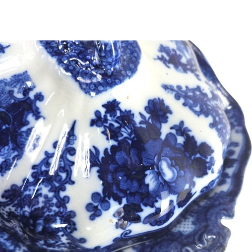 19th Century W. Adams & Co. "Conway" Flow Blue Covered Dish 13.5 ...