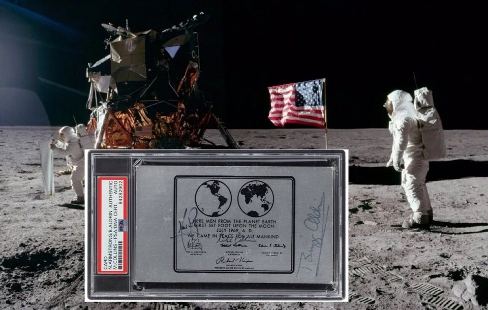 Apollo XI 11 (All 3 Neil Armstrong Aldrin) Signed Auto Lunar Plaque ...